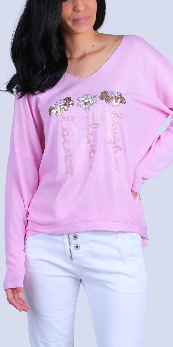 GIGI MODA Alexis Top with Sequin Flowers – Felecia Bella