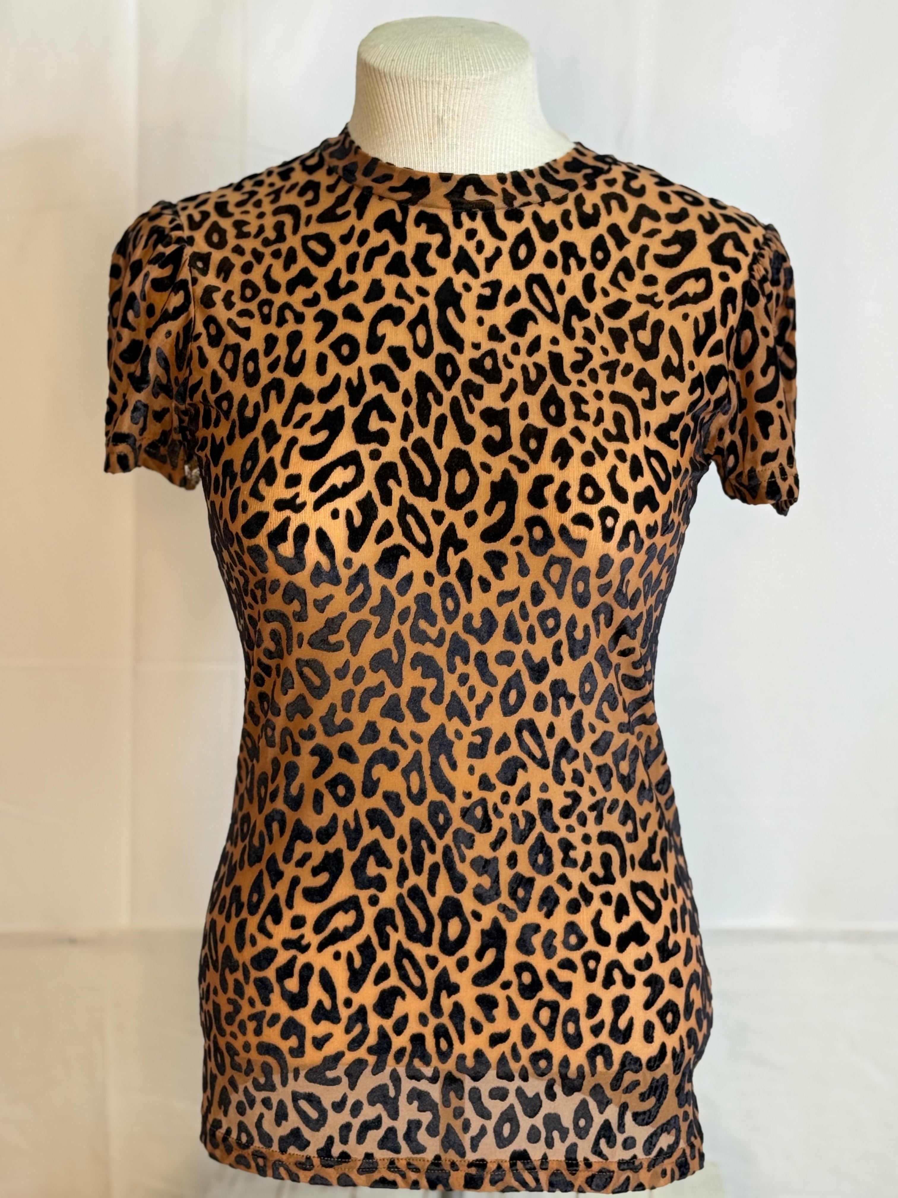Turquoise Haven Velvet Burnout Cheetah Puff Sleeve Top – Felecia Bella