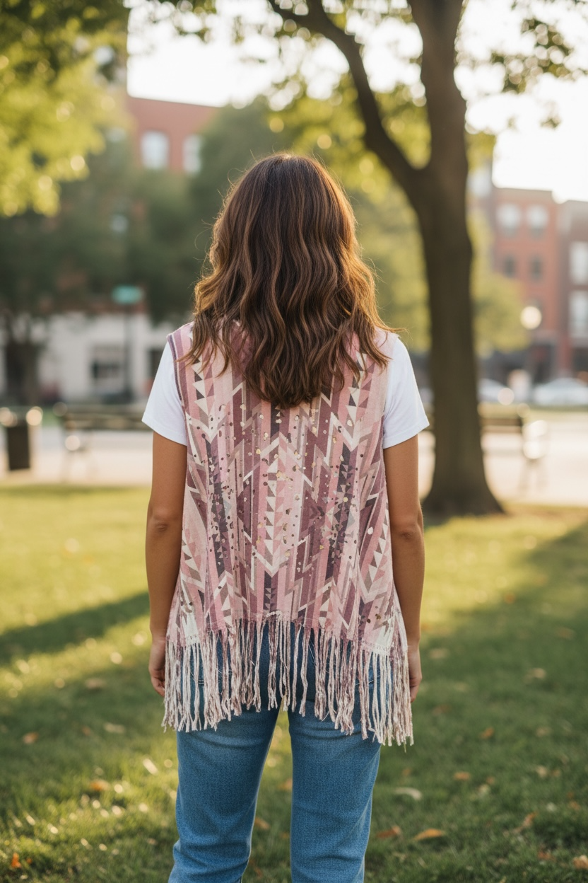 Brick geo faux suede vest – Felecia Bella