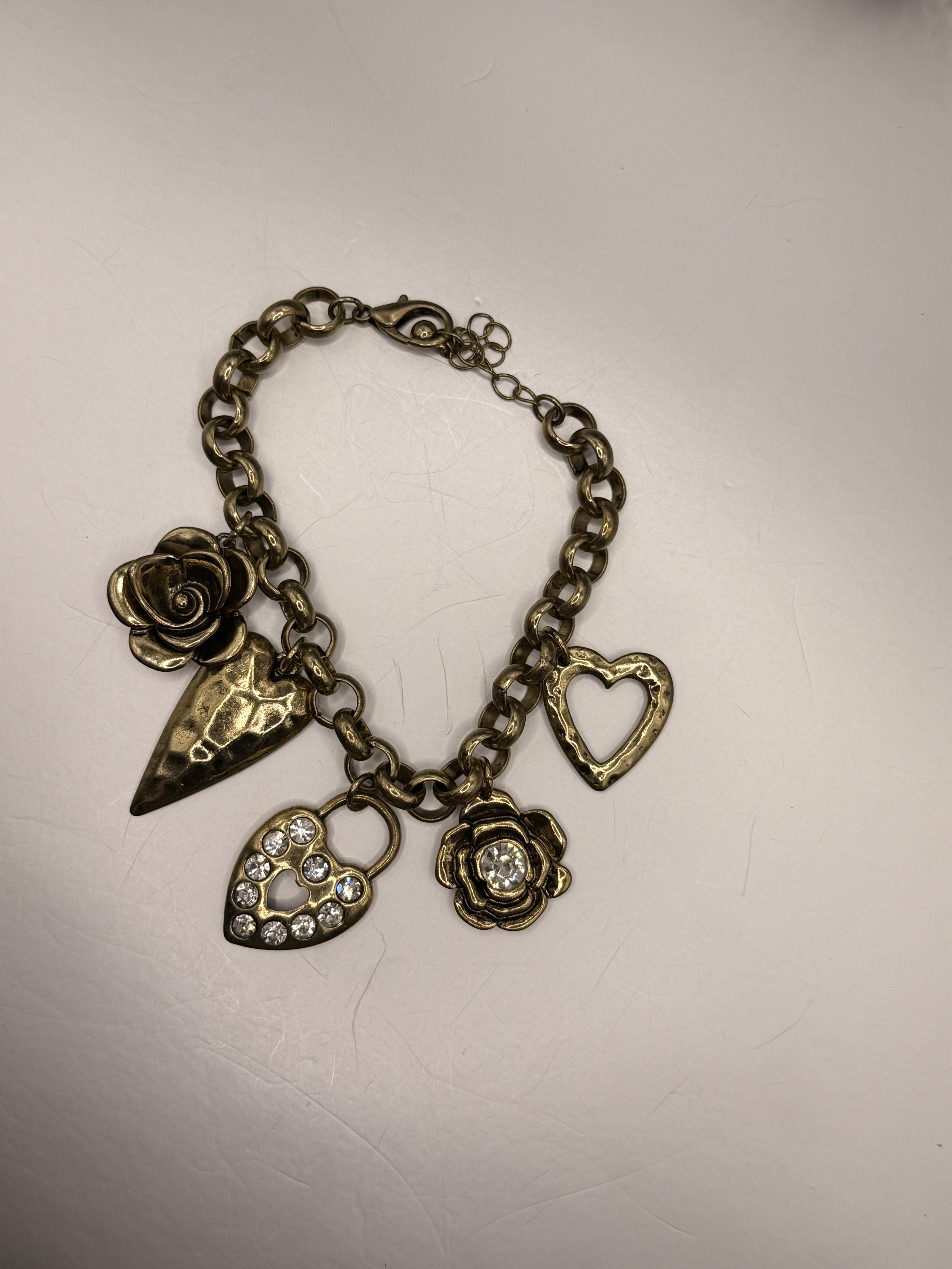 Pre Order Alice Multi Charm Braclet - Heart & Rose Charm Statement ...