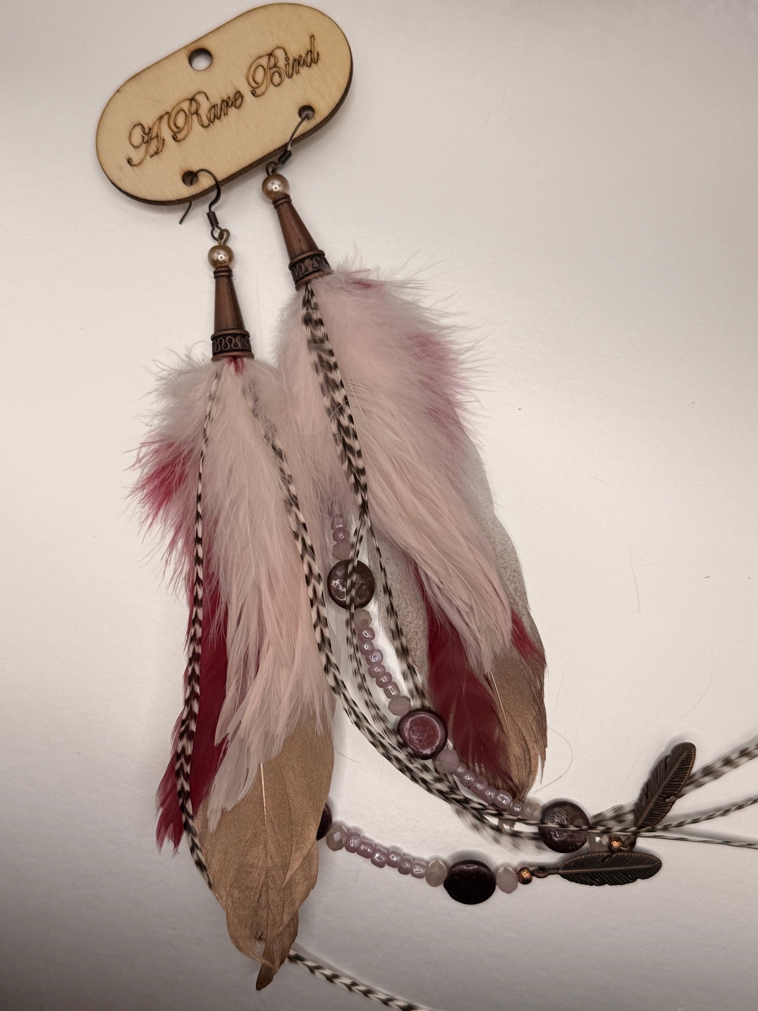 Pre Order A Rare Bird Pink Phesant Ears - Feather Statement Earrings ...