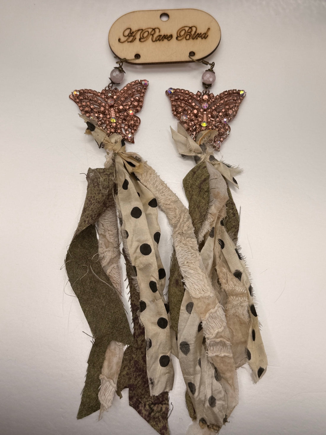 Pre Order A Rare Bird Butterfly Earings - Boho Fabric Ribbon Statement ...