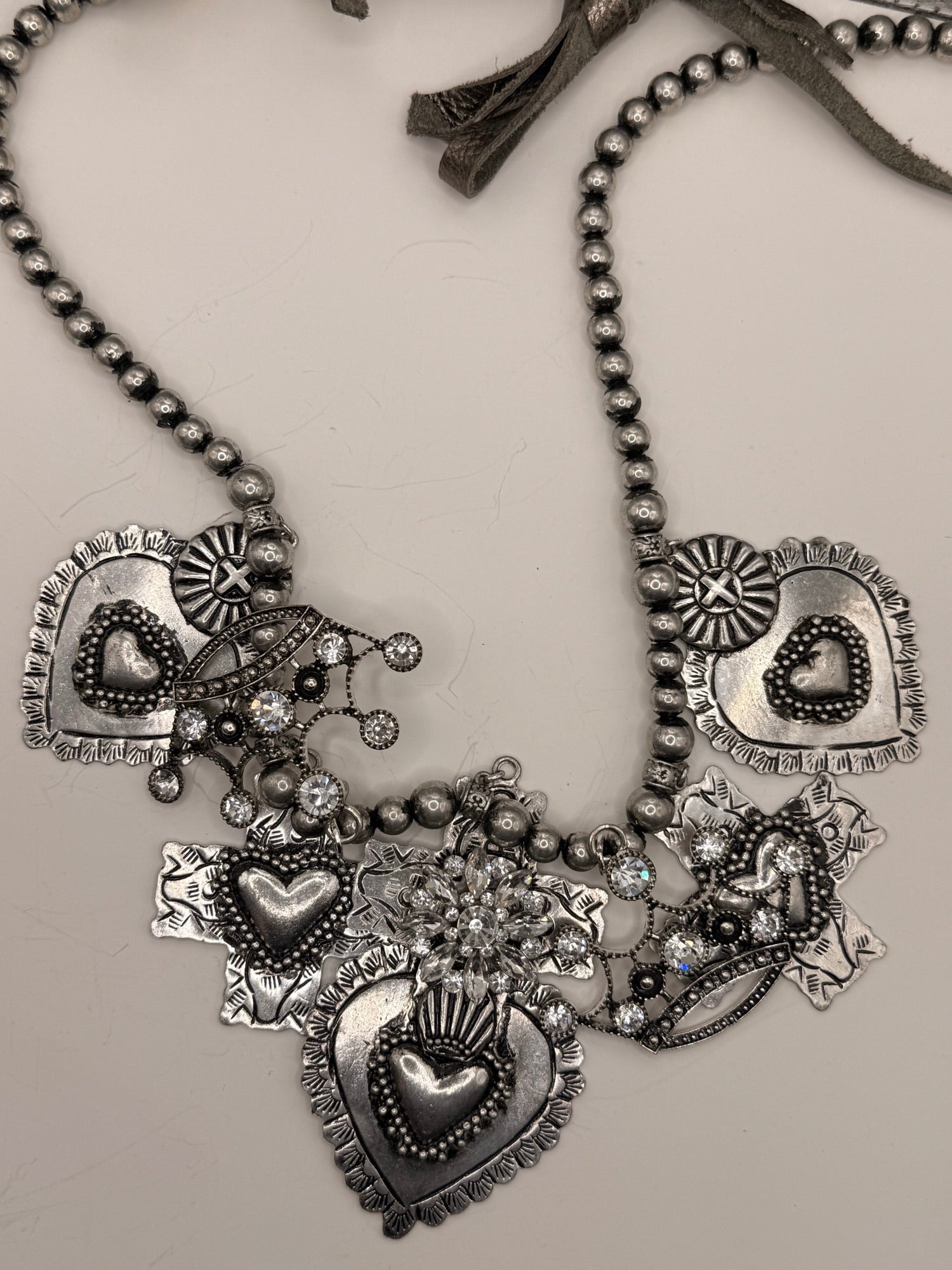 Pre Order Indian Bead Charm Neckless - Sacred Heart Statement Necklace ...