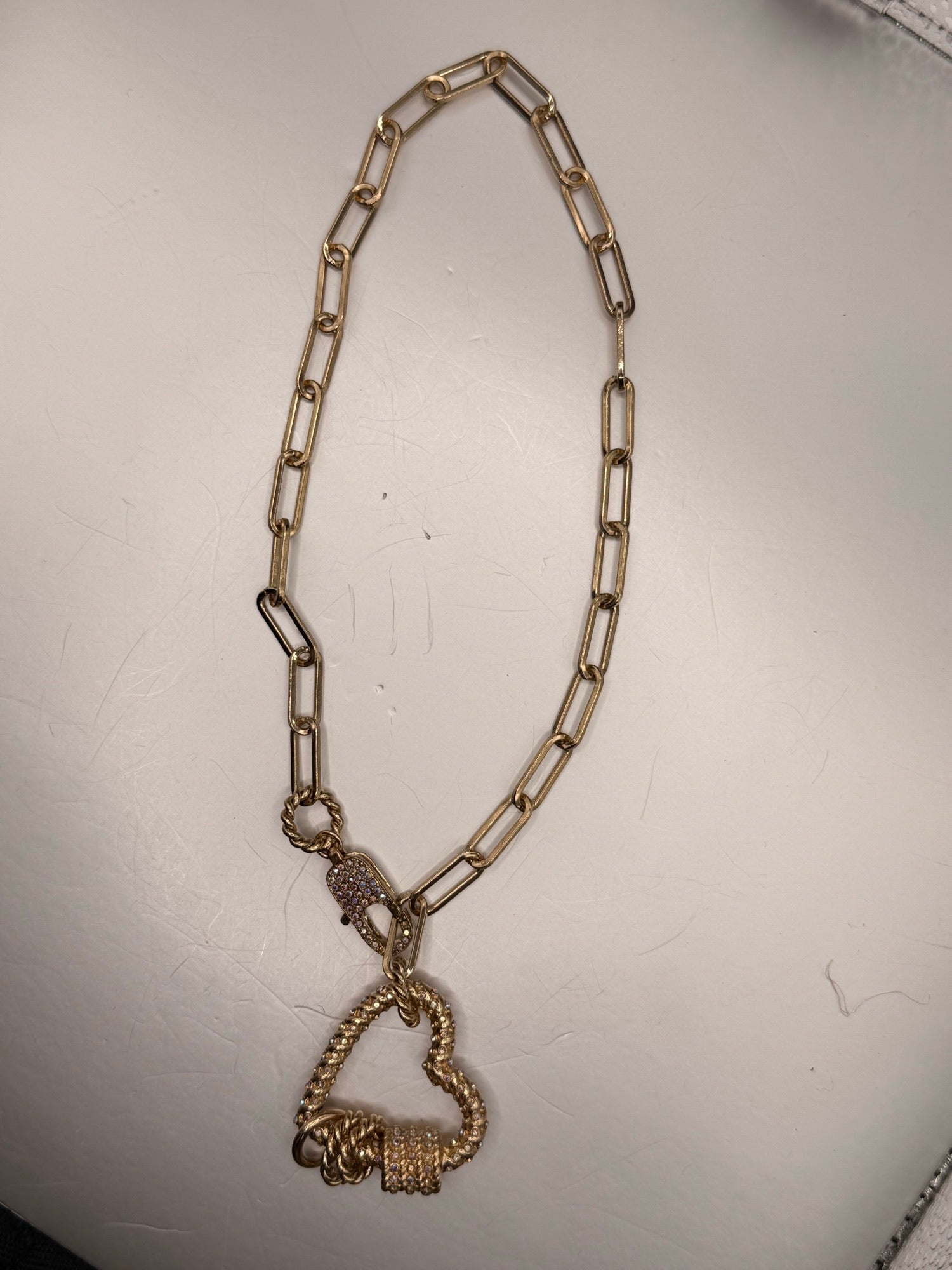 Pre Order Alice Gold Heart Neckless - Gold Paperclip Chain Statement ...